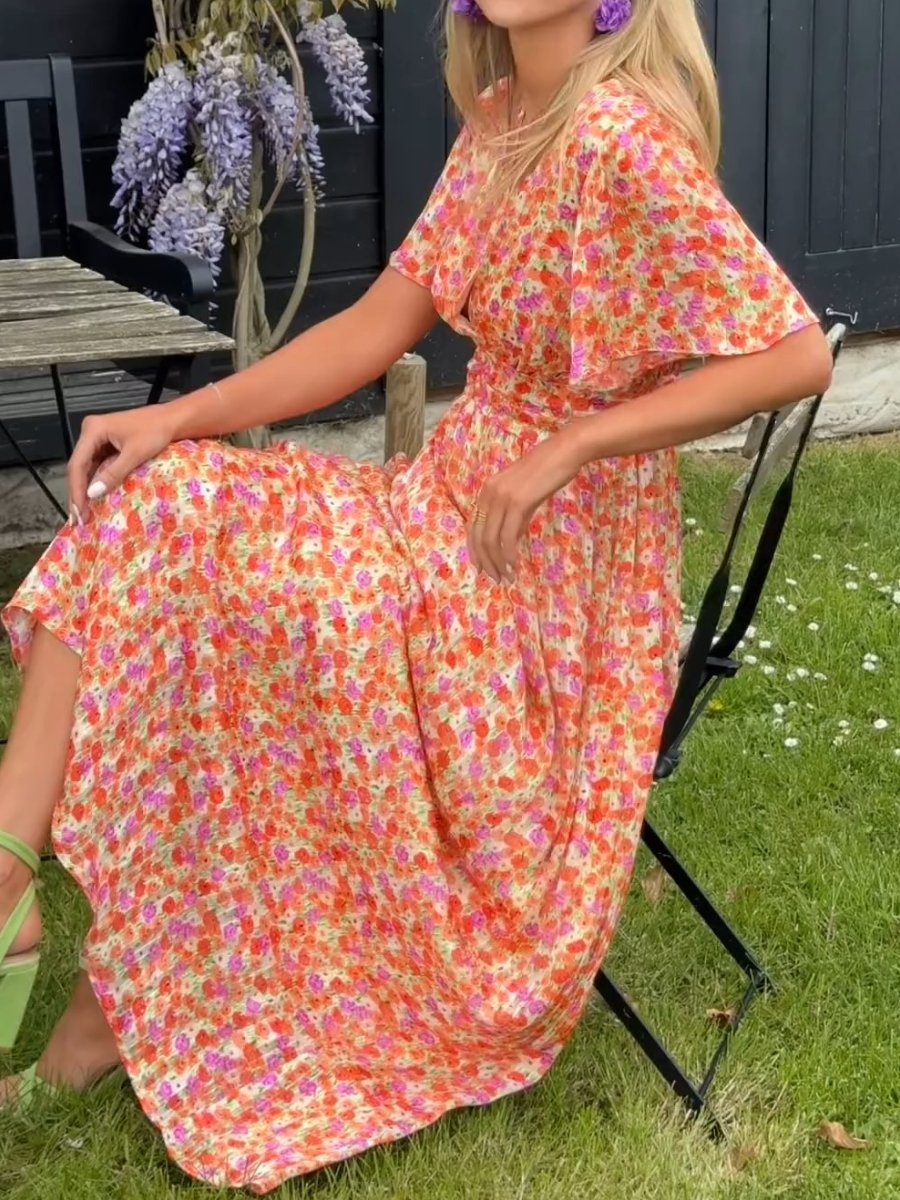 Orange With Flower Dress