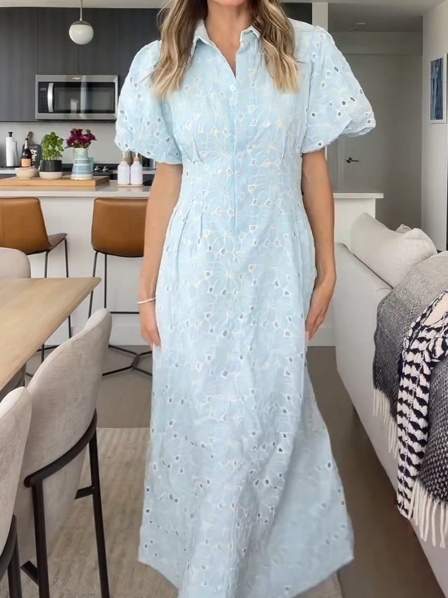 Airy Blue Eyelet Dress