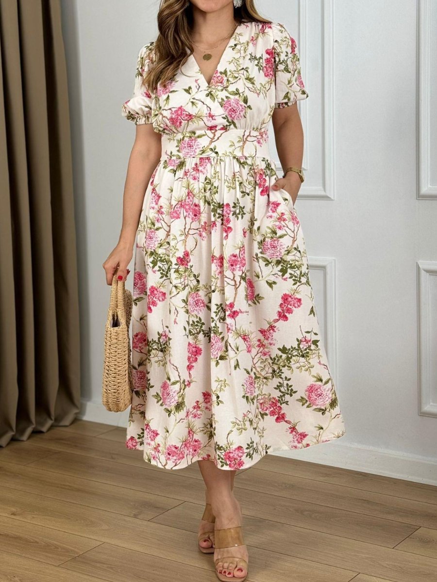 Printed V-Neck Dress